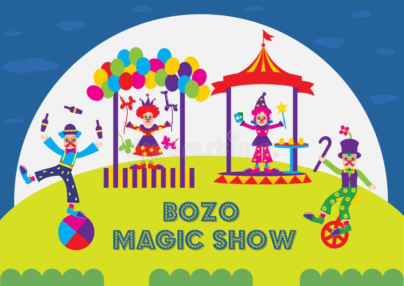 Bozo magic show stock vector. Illustration of circus - 67373046