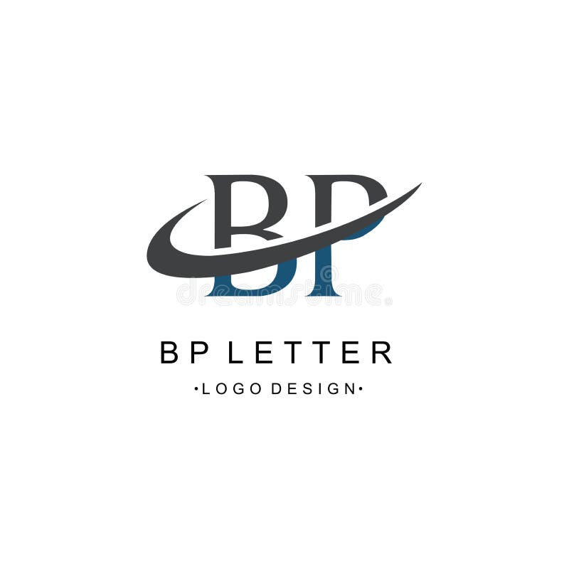 BP Letter Logo Design with Serif Font and Swoosh Vector Illustration ...