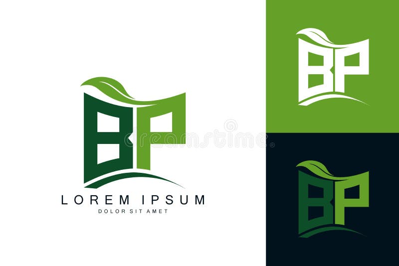 BP Logo Monogram with Green Leaf Nature Organic Bio Curved Shape ...