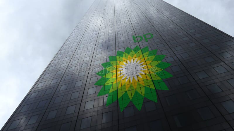 BP Logo on a Skyscraper Facade Reflecting Clouds. Editorial 3D ...