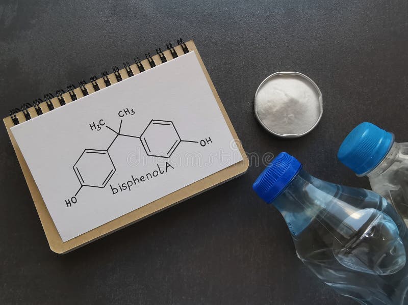 BPA, Structural Chemical Formula of Bisphenol a with White Powder and ...