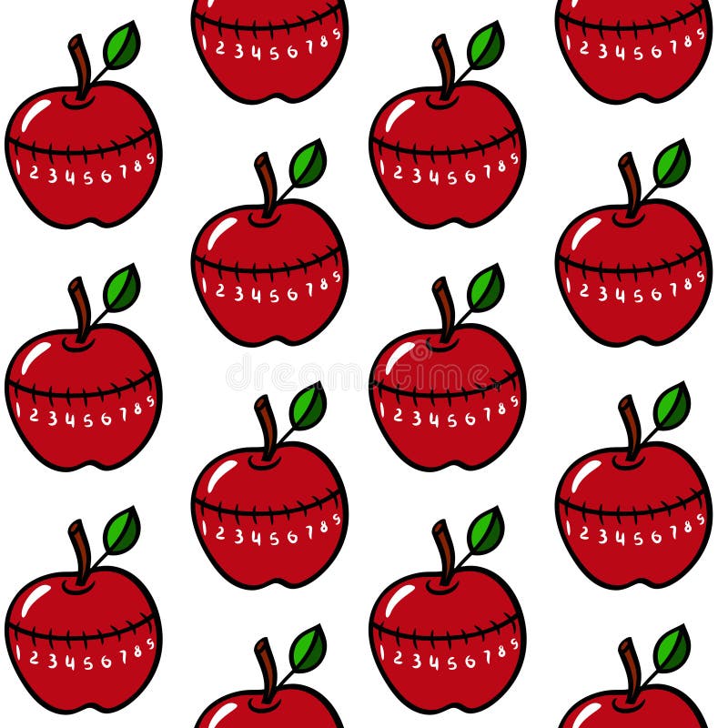 Seamless Pattern with Kitchen Timer in the Shape of a Red Apple. Stock ...