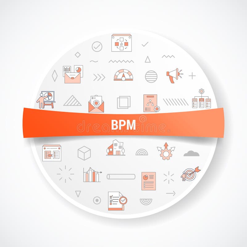 Bpm Business Process Management Concept with Icon Concept with Round or ...
