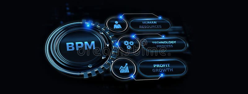 BPM Business Process Management System Technology Concept.3d ...