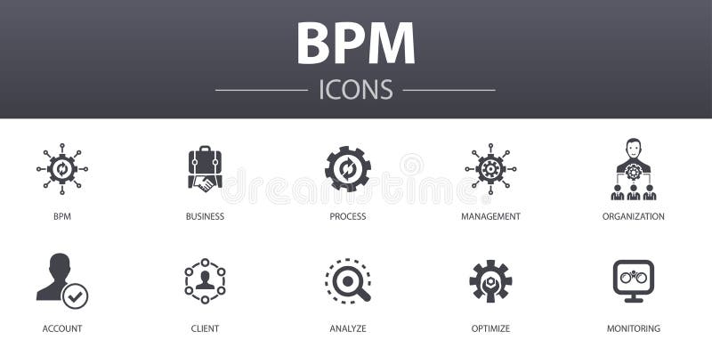BPM Simple Concept Icons Set. Contains Stock Vector - Illustration of ...