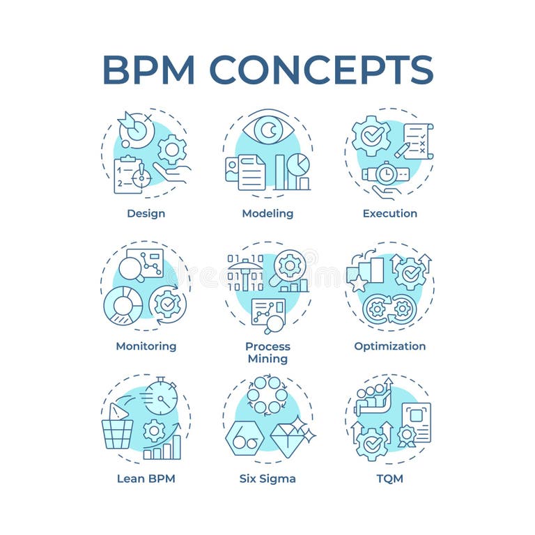 BPM Soft Blue Concept Icons Stock Vector - Illustration of aesthetic ...