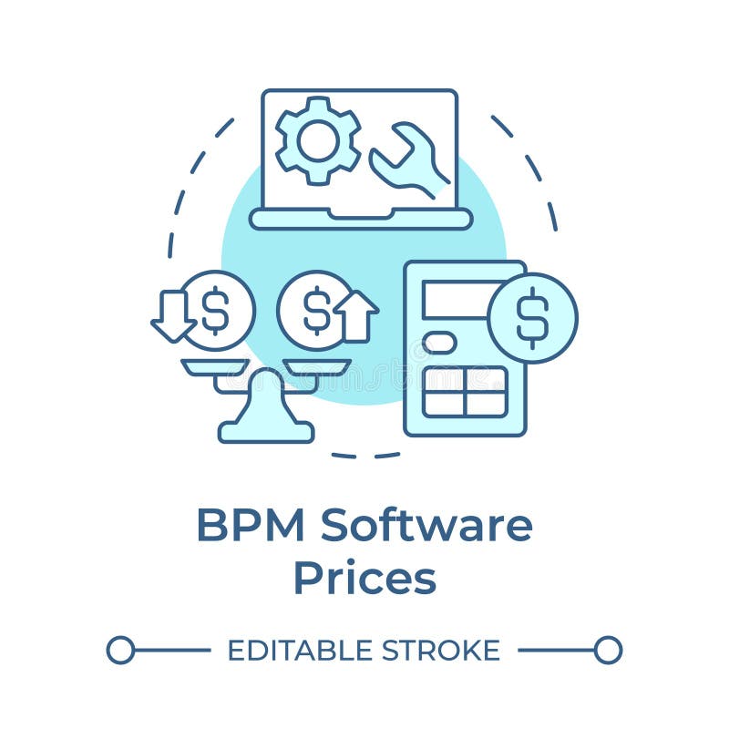 BPM Software Prices Soft Blue Concept Icon Stock Vector - Illustration ...