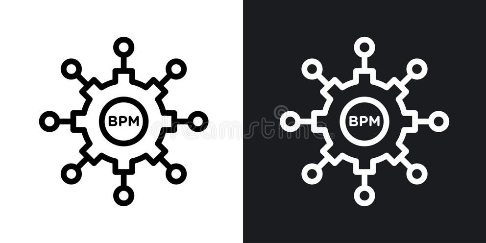BPM Thin Line Vector Icon Set Stock Vector - Illustration of background ...