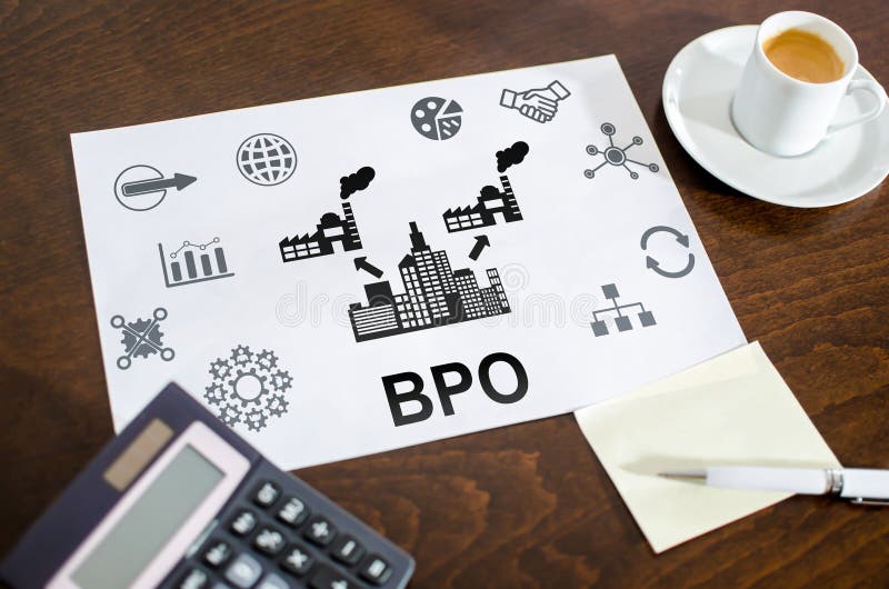 Bpo concept on a paper stock image. Image of industry - 278391971
