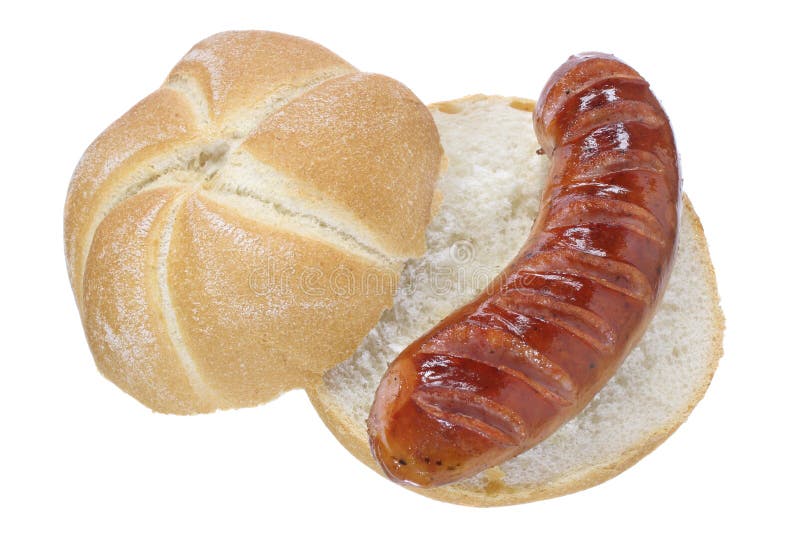 Brötchen Und Gebratene Wurst Stockfoto - Bild von schweinefleisch ...