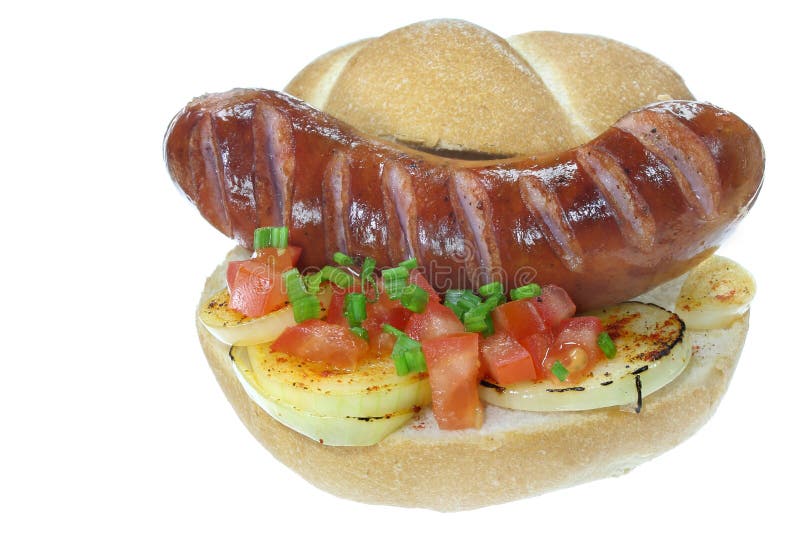 Brötchen Und Gebratene Wurst Stockfoto - Bild von tomate, frisch: 30668224