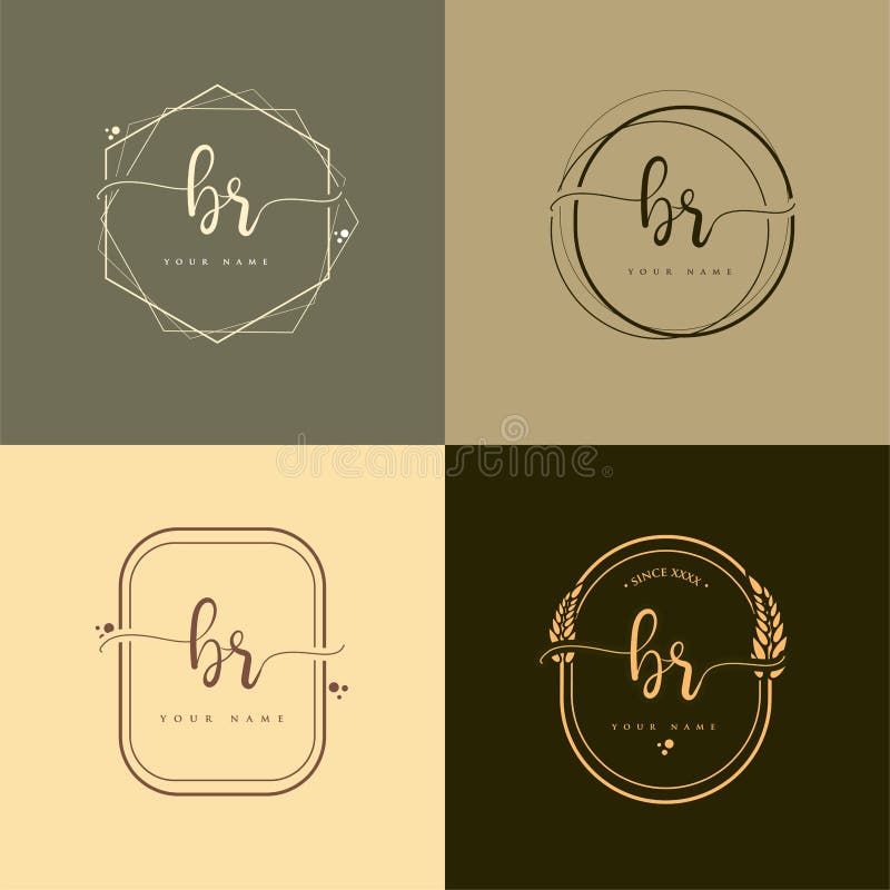 BR Initial Handwriting Logo Vector Sets. Hand Lettering Initials Logo ...