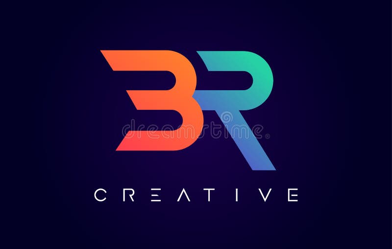 BR Logo Letter Design with Modern Creative Concept and Orange Blue ...