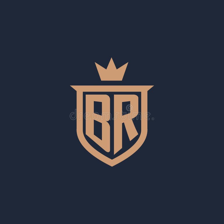 BR Monogram Initial Logo with Shield and Crown Style Stock Vector ...