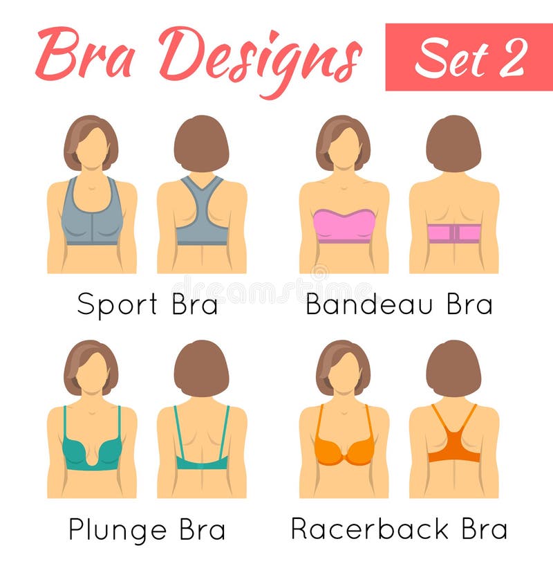 Bra Designs On Woman Torso Flat Icons Set Stock Vector Illustration Of Figure Fashion 72700019
