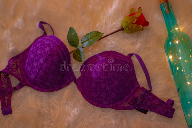 Bra Put on the Floor on a Pile Carpet with a Rose Stock Photo - Image ...