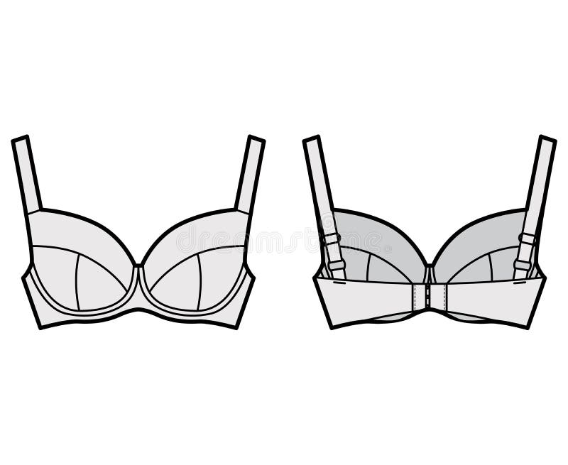 Bra Full Support Lingerie Technical Fashion Illustration with Full ...
