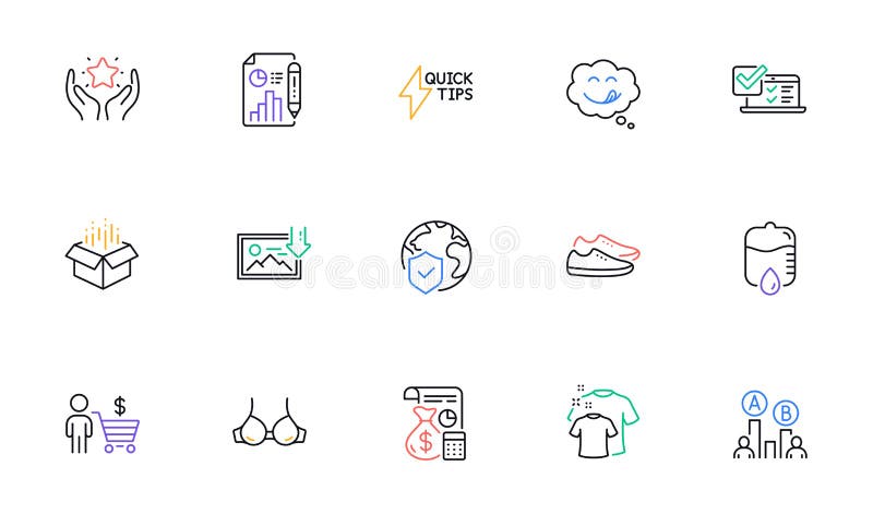 Bra, World Insurance and Ab Testing Line Icons for Website, Printing ...
