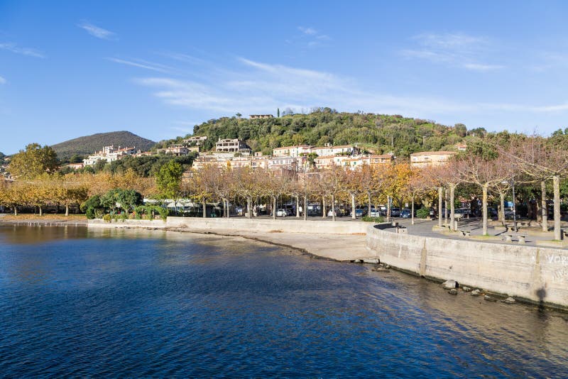 Bracciano lake in Italy stock photo. Image of architecture - 39723138