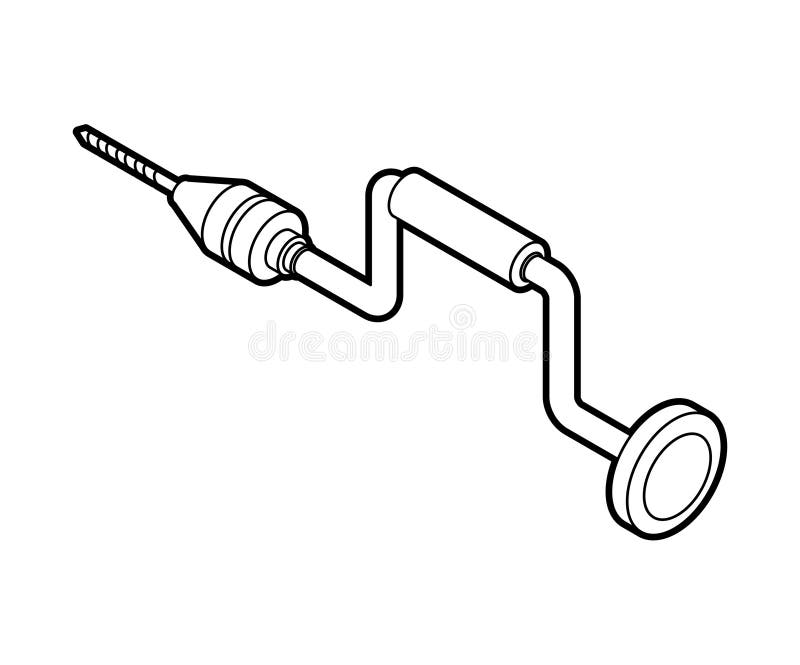 Brace Hand Drill Isolated. Old Hand Tool Stock Vector - Illustration of ...