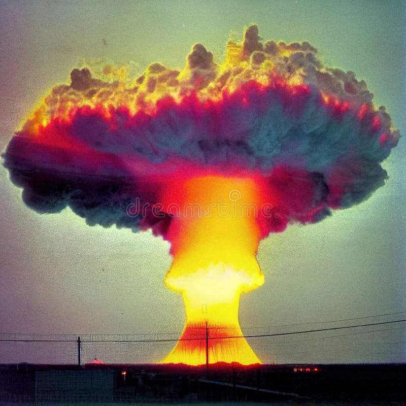 Terrifying Nuclear Explosion Cloud Desert. Generate Ai Stock ...