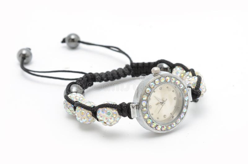 Bracelet with Clock Isolated on White Stock Photo - Image of clock ...