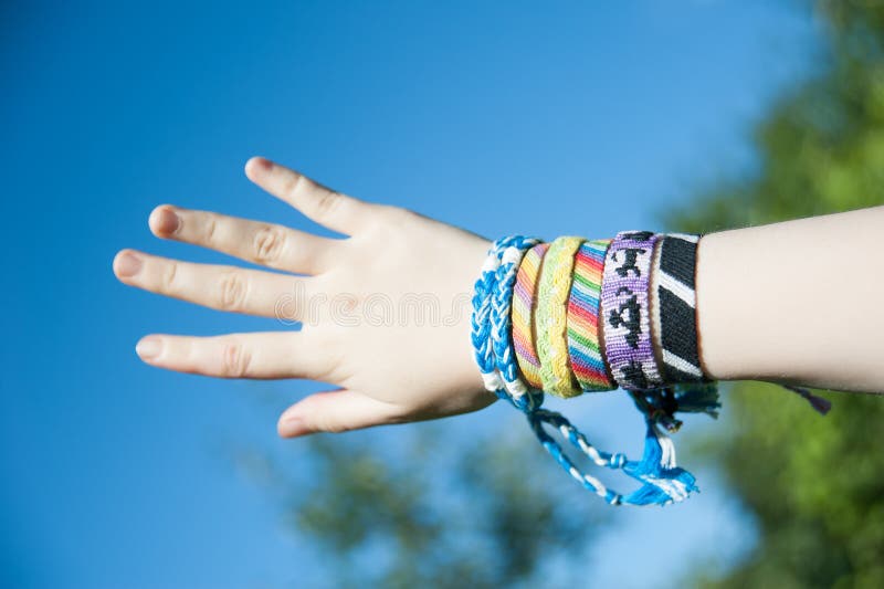 Bracelets from threads stock image. Image of pattern - 58175099