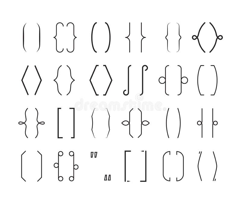 Braces Frame Set. Curved Geometric Brackets, Curly Decorative Lines ... Braces Frame Set. Curved Geometric Brackets, Curly Decorative Lines ...