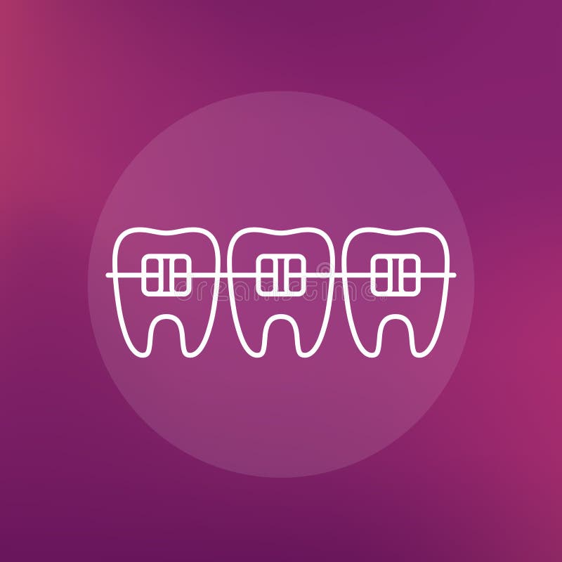 Braces and Teeth Line Icon, Vector Stock Vector - Illustration of ...