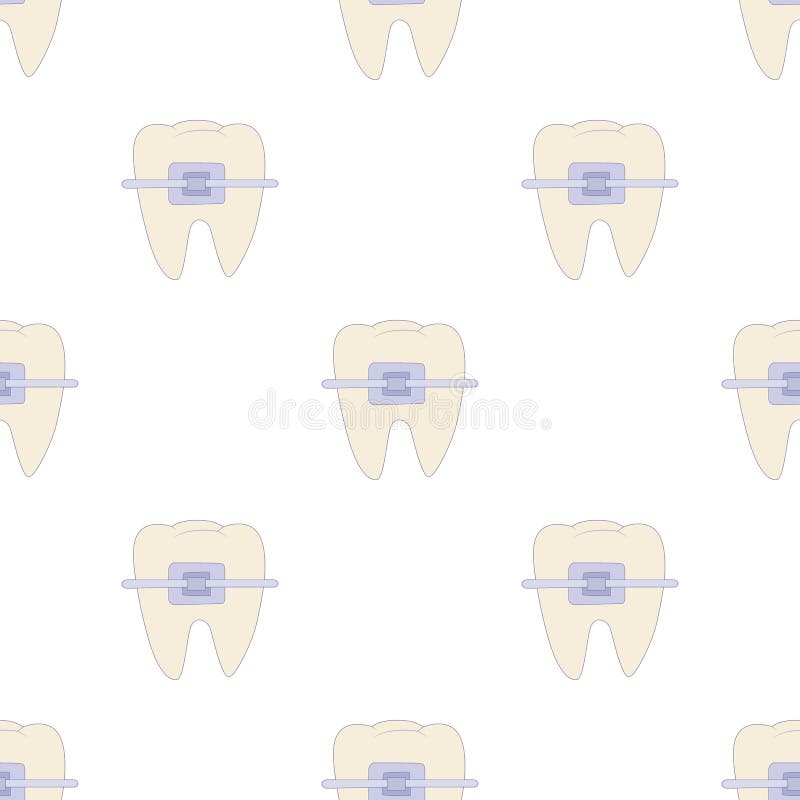 Braces on Tooth Pattern Seamless Vector Stock Vector - Illustration of ...