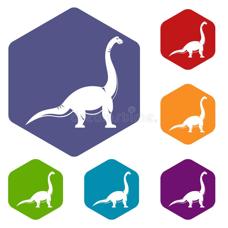 Brachiosaurus Dinosaur Icons Set Hexagon Stock Vector - Illustration of ...