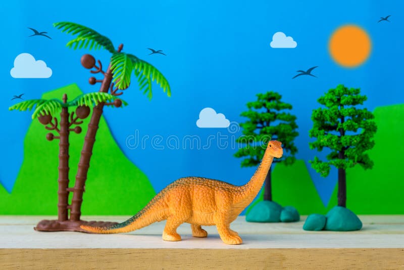 Brachiosaurus Dinosaur Toy Model on Wild Models Background Stock Photo ...