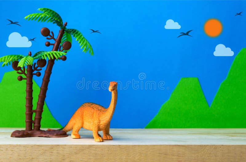 Brachiosaurus Dinosaur Toy Model on Wild Models Background Stock Photo ...