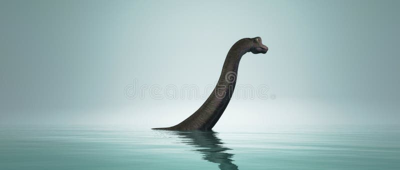Brachiosaurus Dinosaurs In Water - 3D Render Stock Illustration ...
