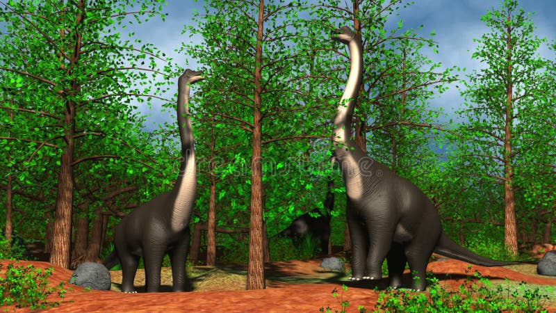 Brachiosaurus Dinosaurs Eating Fresh Leaves from the Treetops Stock ...