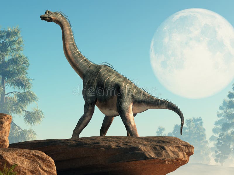 Brachiosaurus Standing on Hind Legs Stock Illustration - Illustration ...