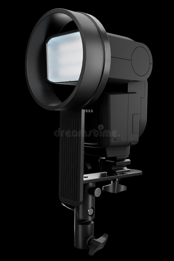 Bracket Holder with Handle for Speedlight Flash Guns Isolated on Black ...