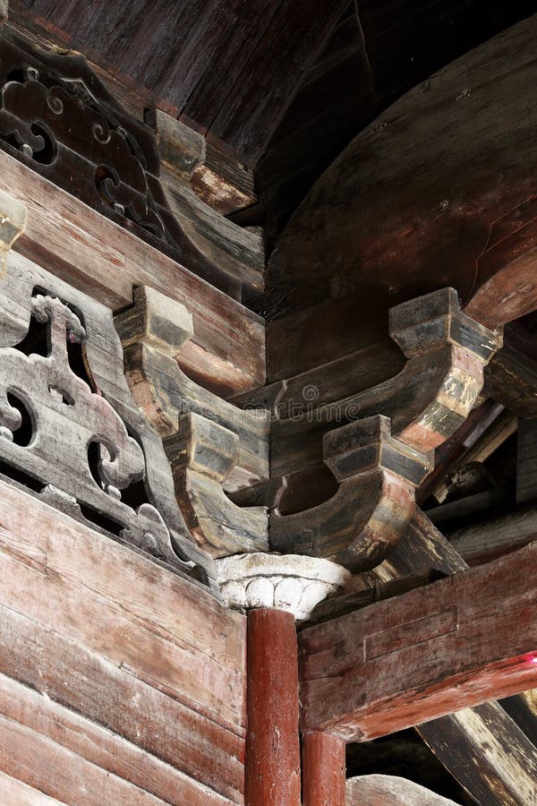 The Wooden House Pillar Structure Stock Photo - Image of clouds, ningbo ...