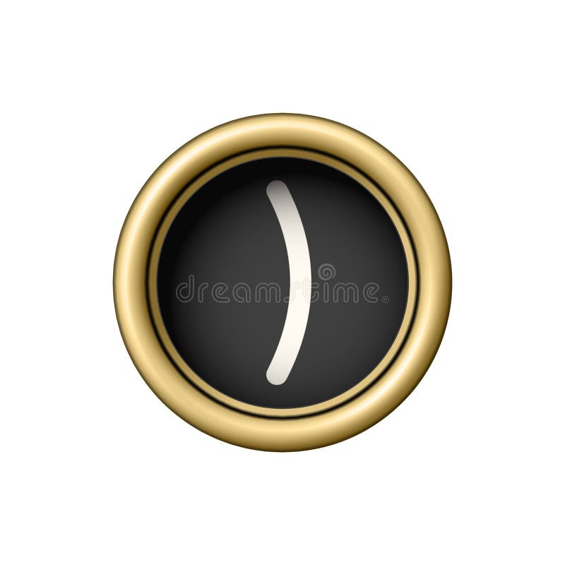 Bracket Symbol. Vintage Golden Typewriter Button Isolated on White ...