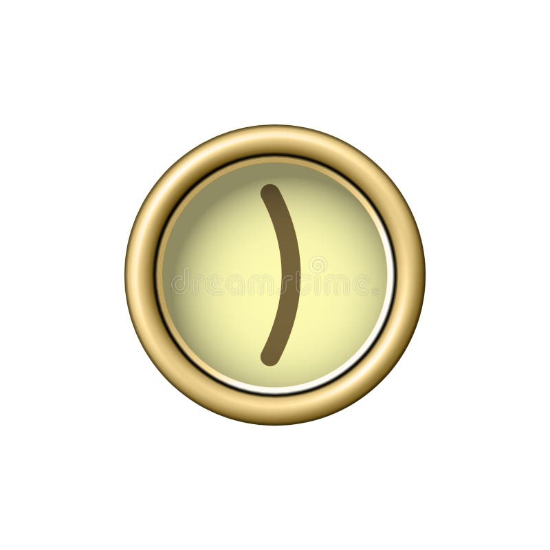 Bracket Symbol. Vintage Golden Typewriter Button Isolated on White ...