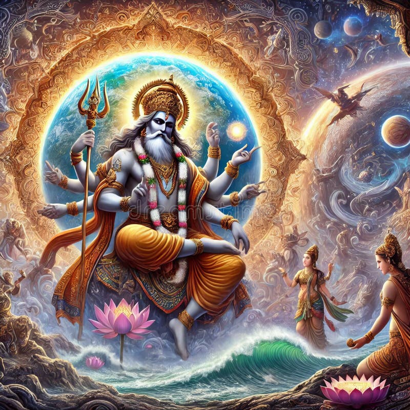 Brahma and the Creation stock illustration. Illustration of brahma ...