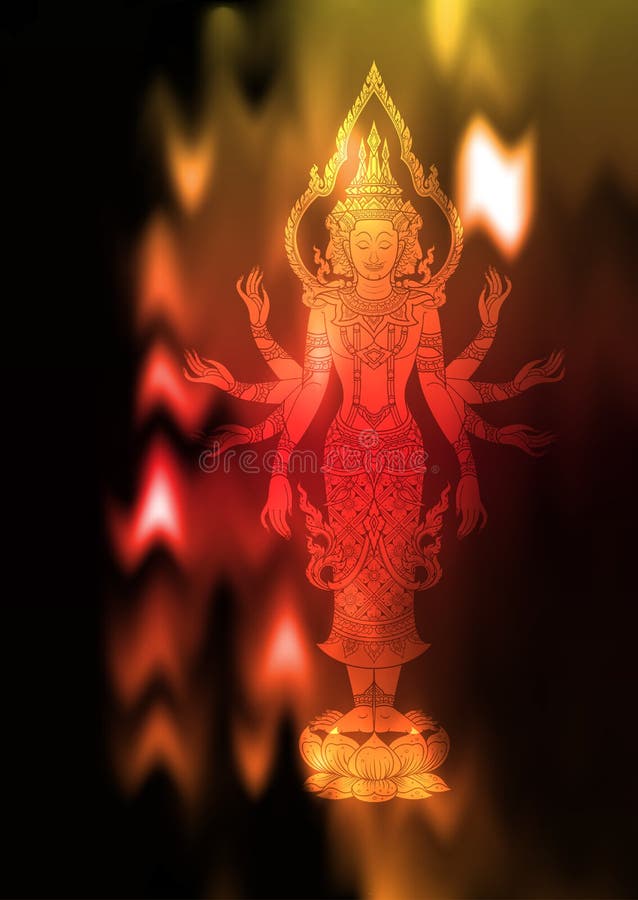 Brahma Outline Tradition Thai Design Vector Stock Vector - Illustration ...