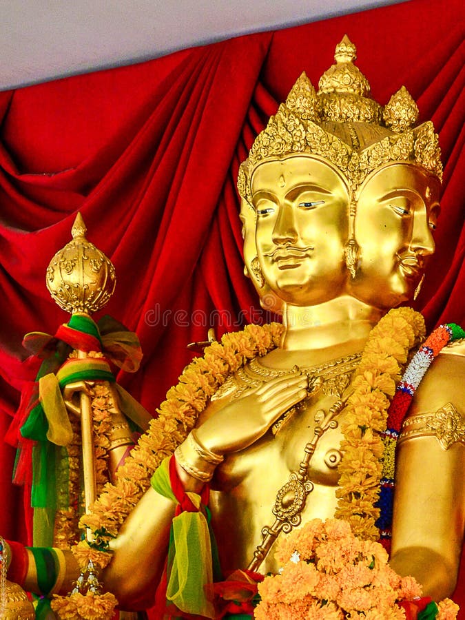 Gold Brahma statue stock image. Image of religion, thailand - 48401847