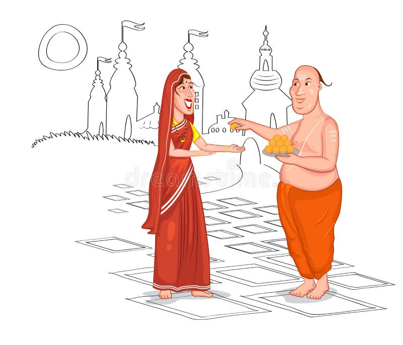 Brahmin Hindu couple stock vector. Illustration of lady - 49443061