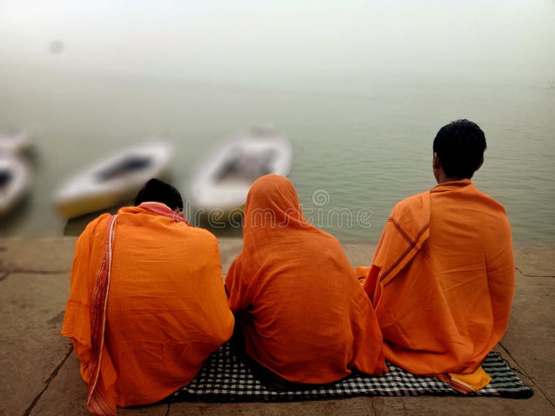 3 Brahmin& X27;s Children are Sitting on the Bank of River Ganges and ...