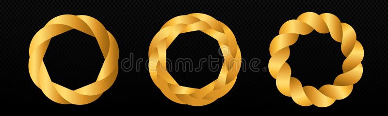 Braid Circle Golden 3d Frame. Round Braided Ring Stock Vector ...