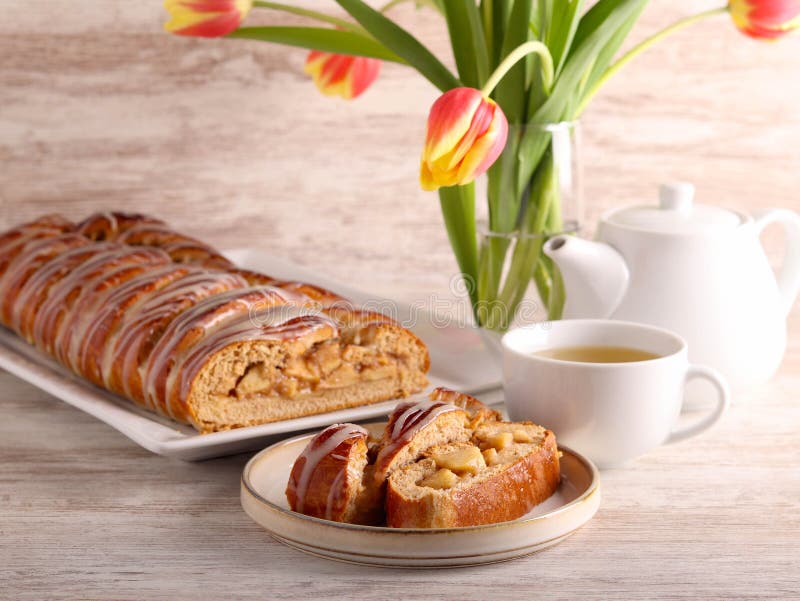 Braid with Spicy Apple and Custard Filling Stock Photo - Image of bread ...