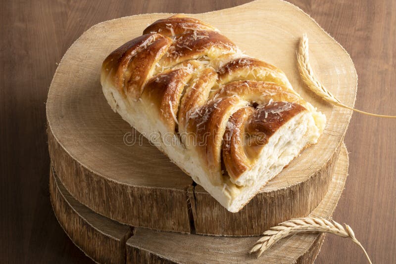 Braided Bread Decorated with Grated Coconut, Eggs and Wheat Branch ...