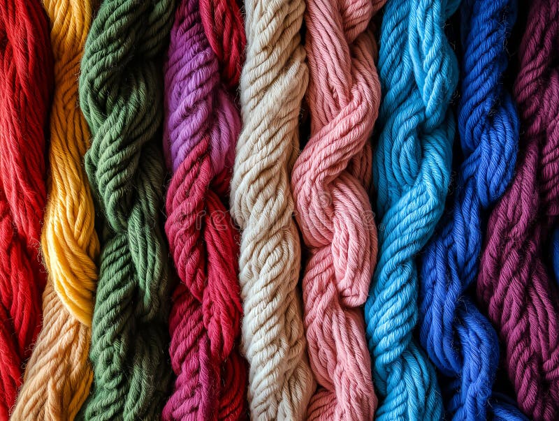 Braided Colorful Yarn Displayed in a Spiral Pattern Stock Illustration ...