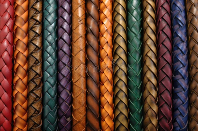 Braided Leather Cords in Various Colors and Textures Stock Illustration ...
